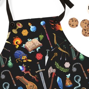 DND APRON, D&d Apron, Fantasy Apron, Dnd Kitchen Gift, Dungeons and ...