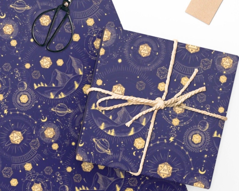 DND WRAPPING Paper, Dnd Gift Wrap, Dnd Gifts, Dnd Christmas Wraps, D20 ...