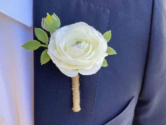 Ivory Ranunculus Boutonniere