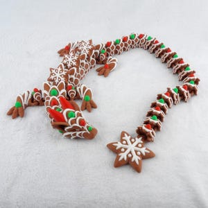 3D Printed Articulated Gingerbread Dragon – Holiday Decor - Multicolor ...
