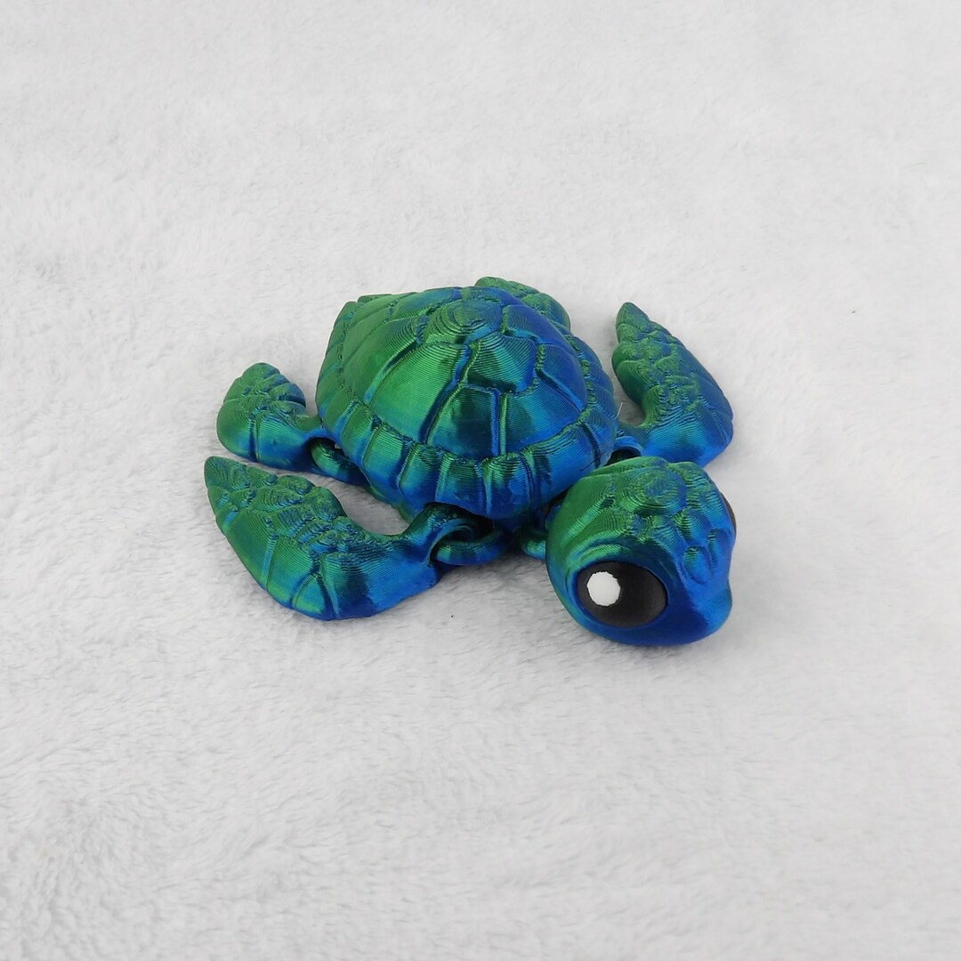 3D Printed Articulated Turtle Adorable Movable Figurine or Desk Decor ...