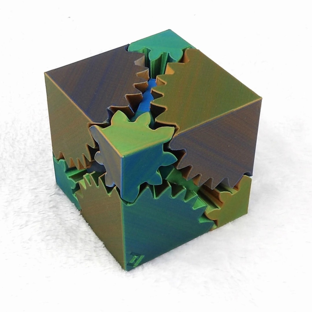 3D Printed Gear Cube - Stress Relief and Fidget Toy - Etsy