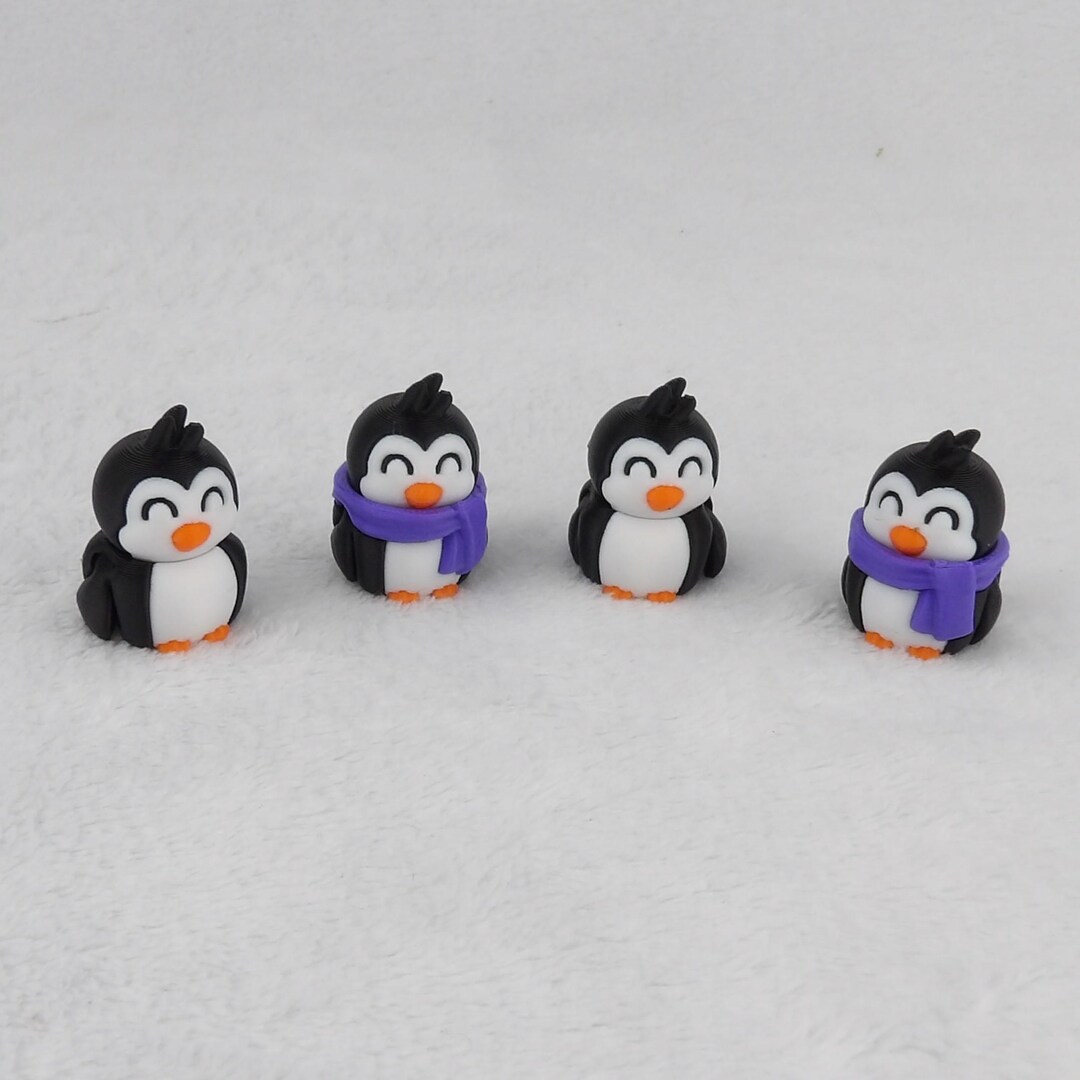 Tiny 3D Printed Penguin With Scarf and Keyring Hole Adorable Miniature ...
