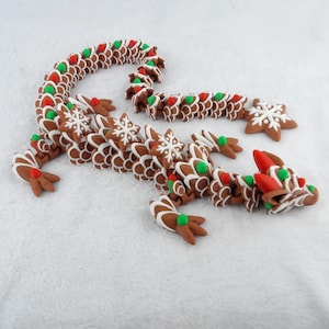 3D Printed Articulated Gingerbread Dragon – Holiday Decor - Multicolor ...