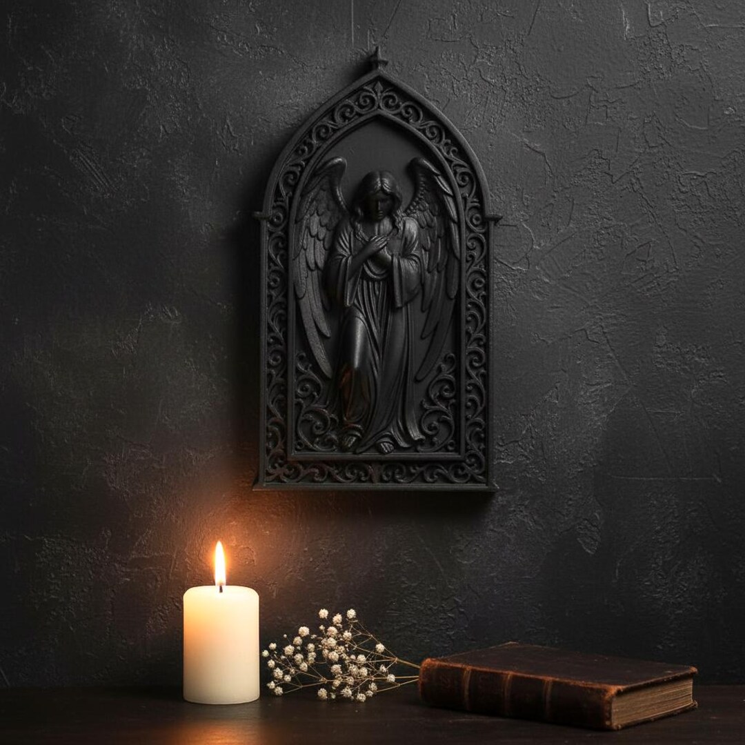 Gothic Angel Arch Plaque, 3D Printed Dark Academia Wall Art, Victorian ...