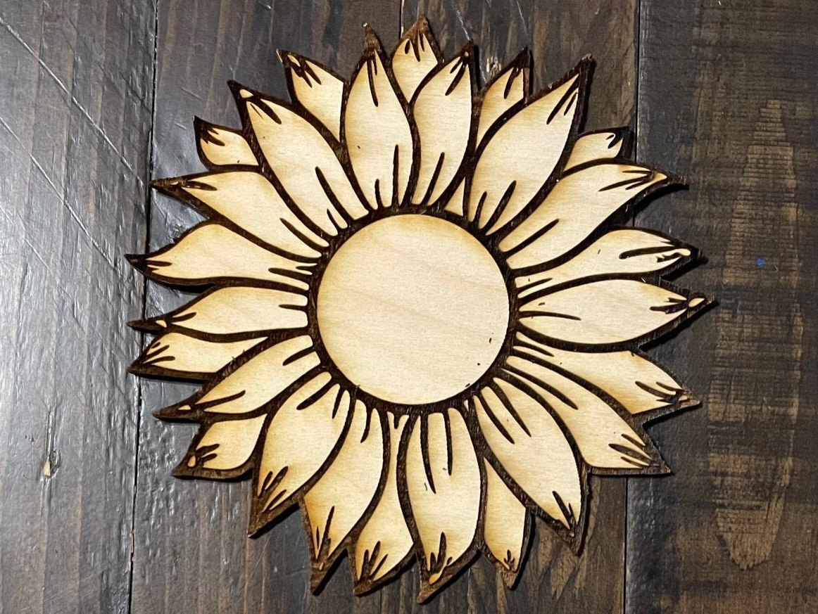 Engraved Sunflower Wood Cutout / Engraved Sunflower Wall Decor - Etsy