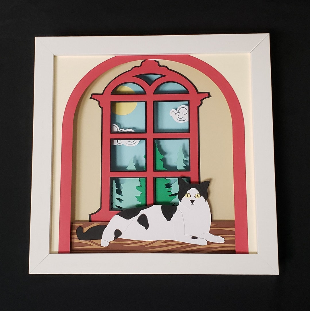 Personalized 3D Cat Layered Papercut Shadow Box | Custom Pet Cat ...