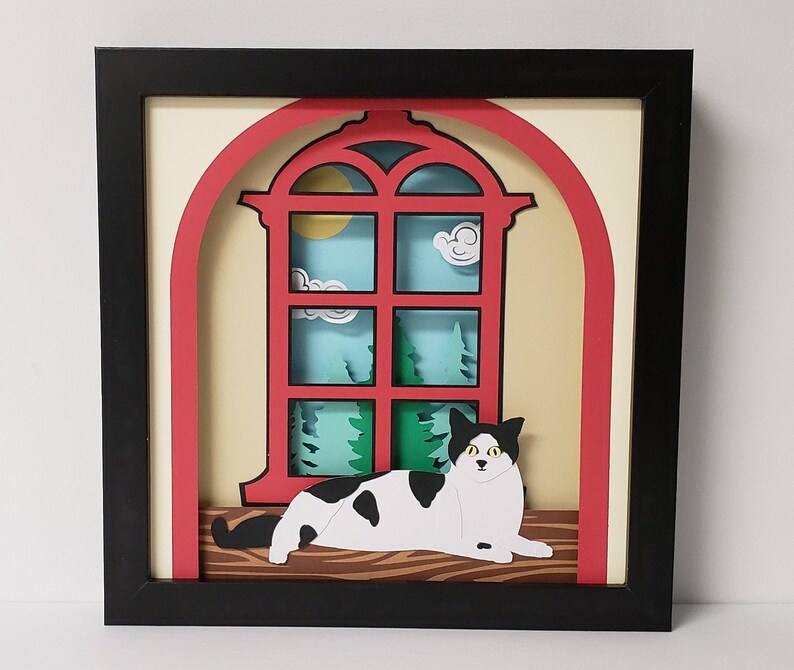 Personalized 3D Cat Layered Papercut Shadow Box | Custom Pet Cat ...