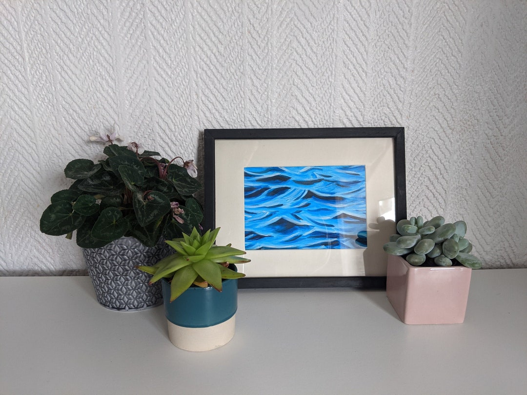 Choppy Sea Waves Original Acrylic Painting Abstract 5x7 - Etsy