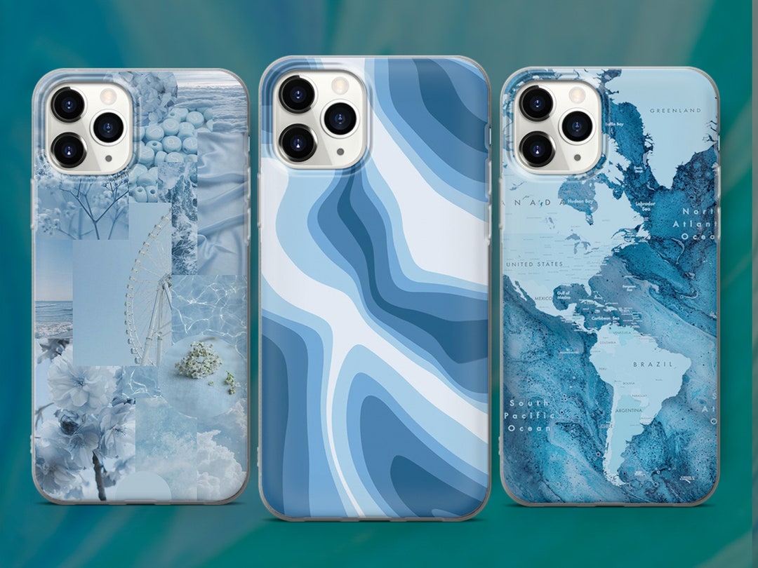 Baby Blue Aesthetic Phone Case Collage Cover for iPhone 15 14 13 12 Pro ...