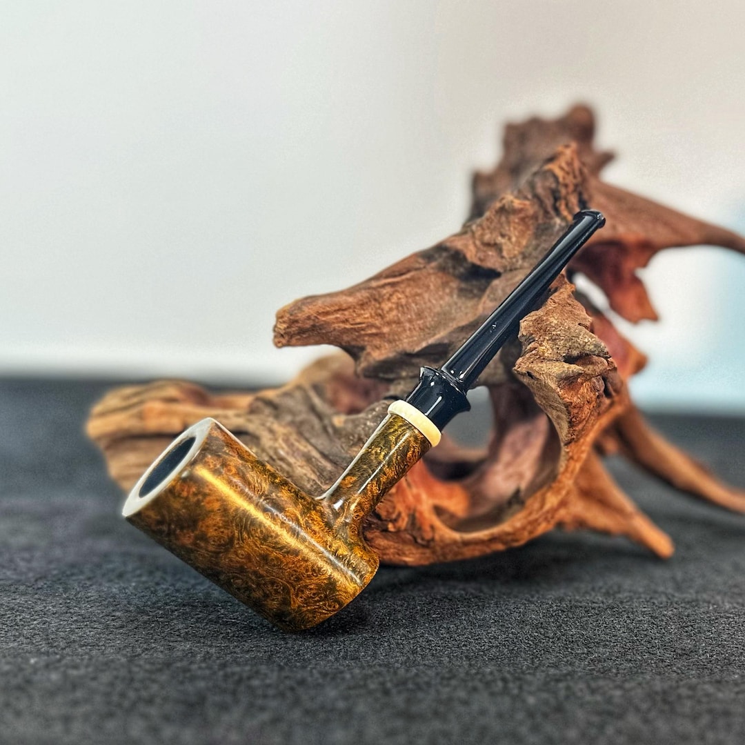 Sandblasted Poker Tobacco Pipe,3 Mm Filter,golden Yellow Glossy Surface ...