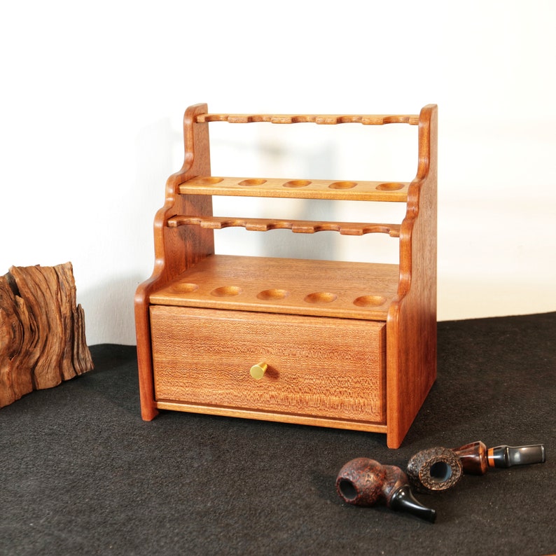 Solid Wood Pipe Stand,tobacco Storage Box,stand for 10 Pipes,tobacco ...