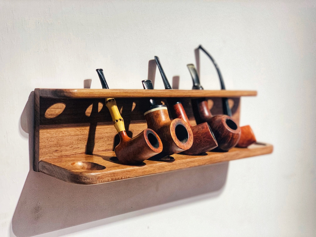 Tobacco Pipes Rack,stand for 7 PIPES on Wall, Black Walnut Wood ,pipe ...