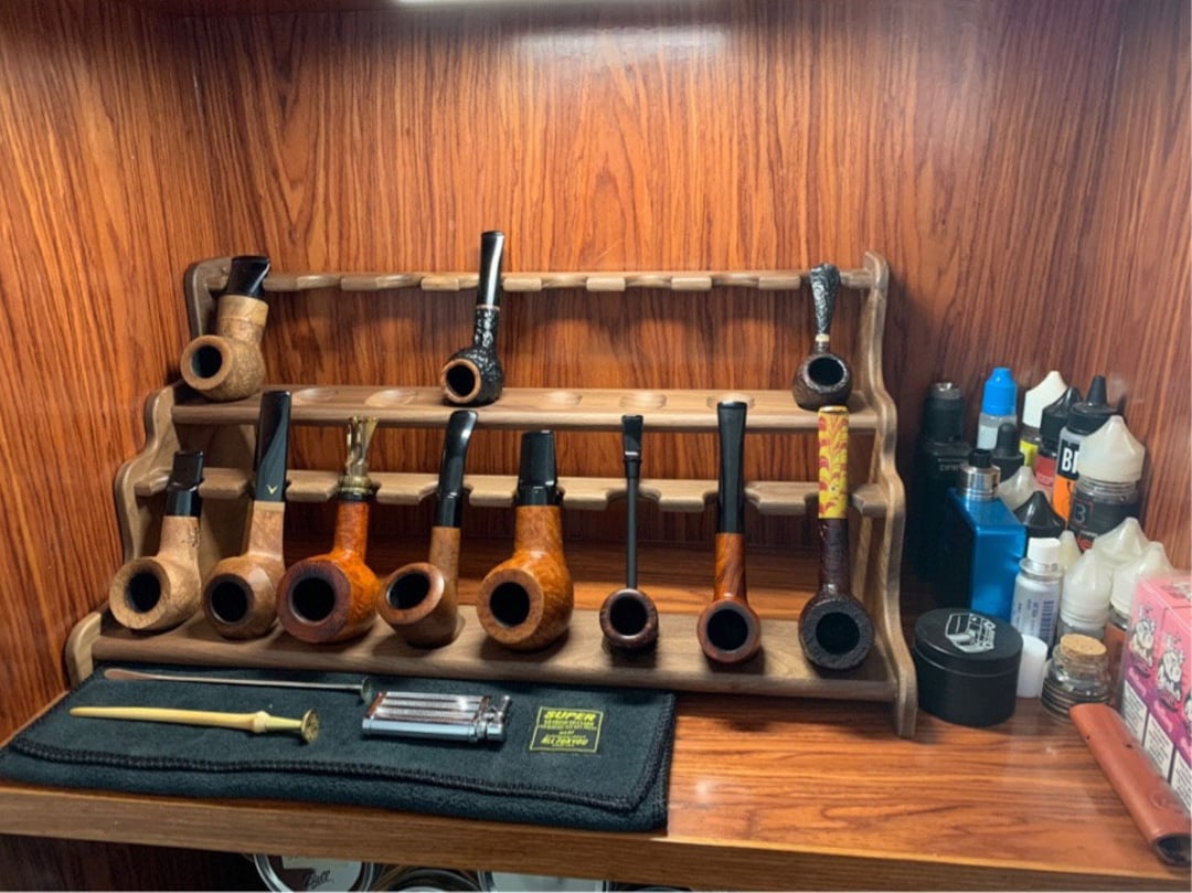 Tobacco Pipes Rack,stand for 16 PIPES, Black Walnut Wood ,pipe Rack ...