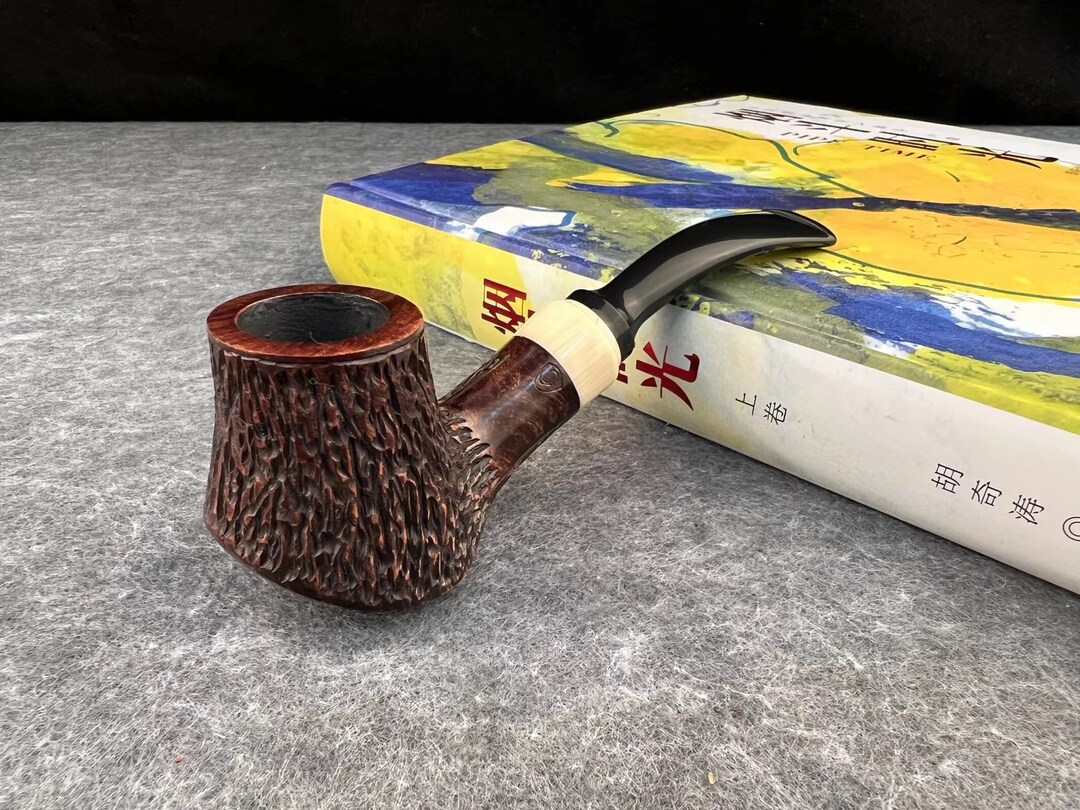 Brown Sandblasted Volcano Tobacco Pipe, Carved Volcanic Pipe,9 Mm ...