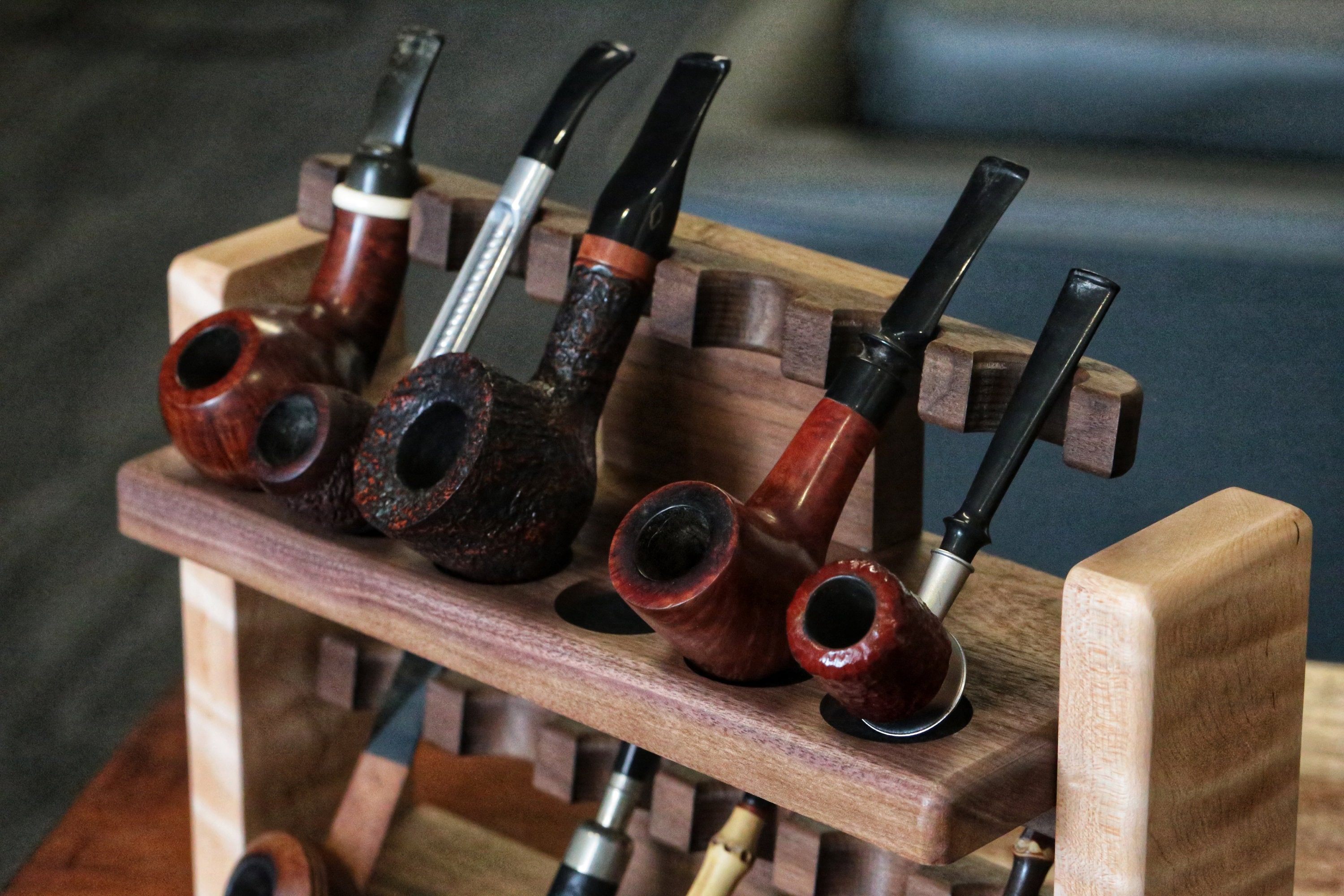 Pipes Rackstand for 18 PIPES Black Walnut Wood pipe Rack - Etsy