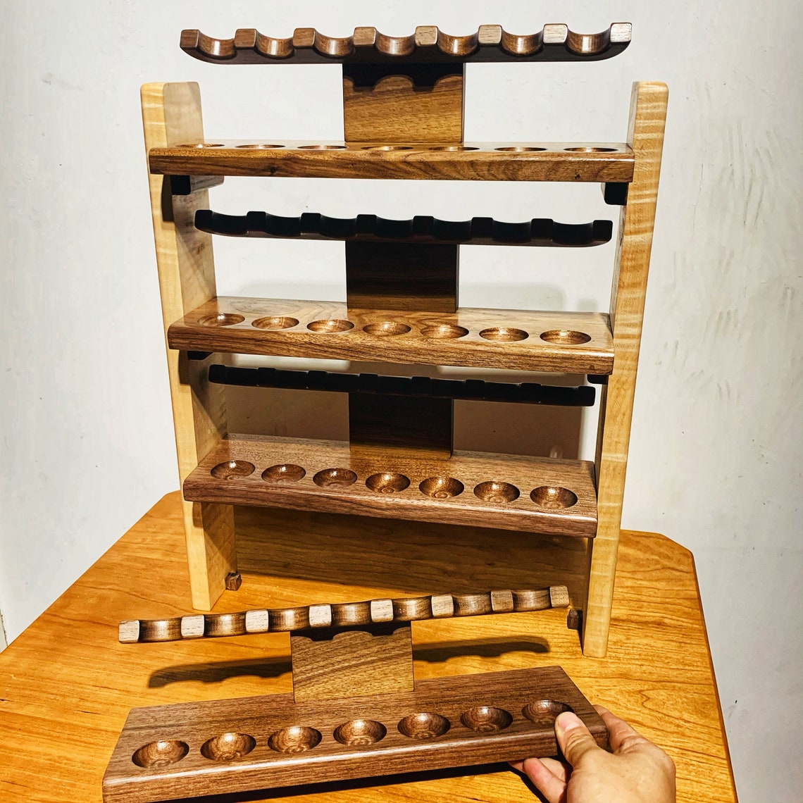Pipes Rack,stand for 28 PIPES, Black Walnut Wood ,pipe Rack, Smoking ...