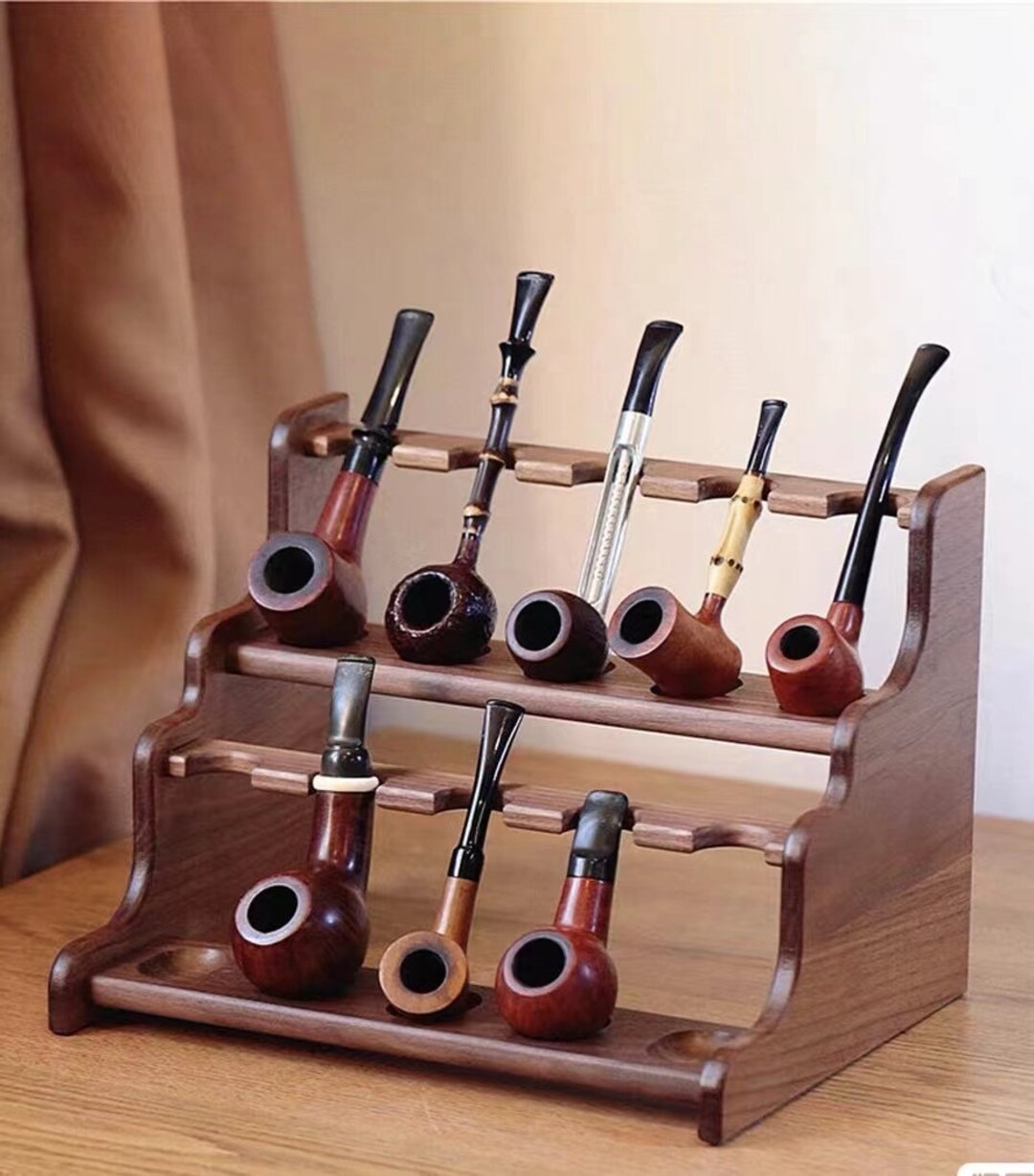 Tobacco Pipes Rack,stand for 10 PIPES, Handcrafted From Walnut ,pipe ...
