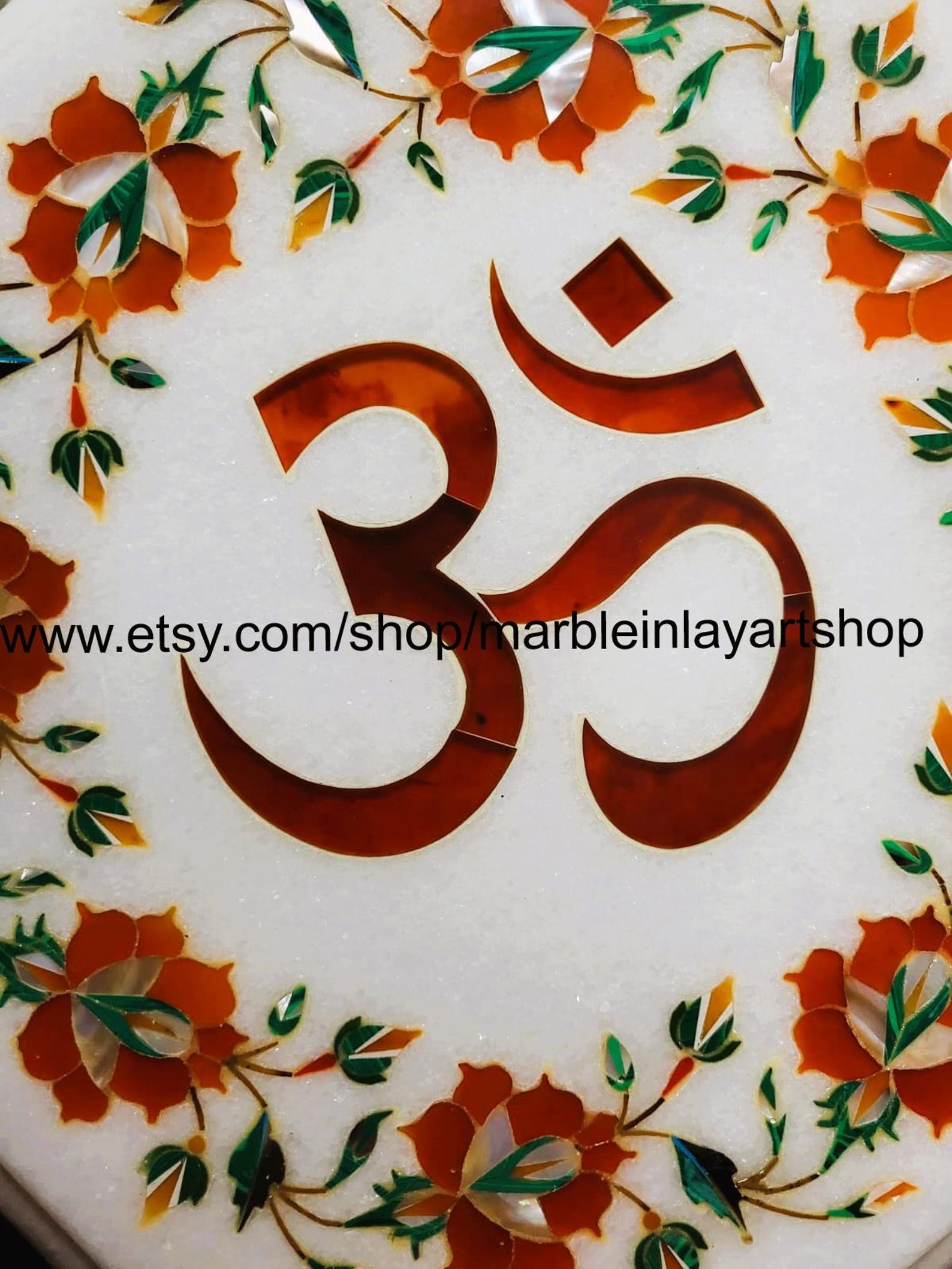 Marble Inlay Om Plate, Om Symbol Inlay Plate - Etsy