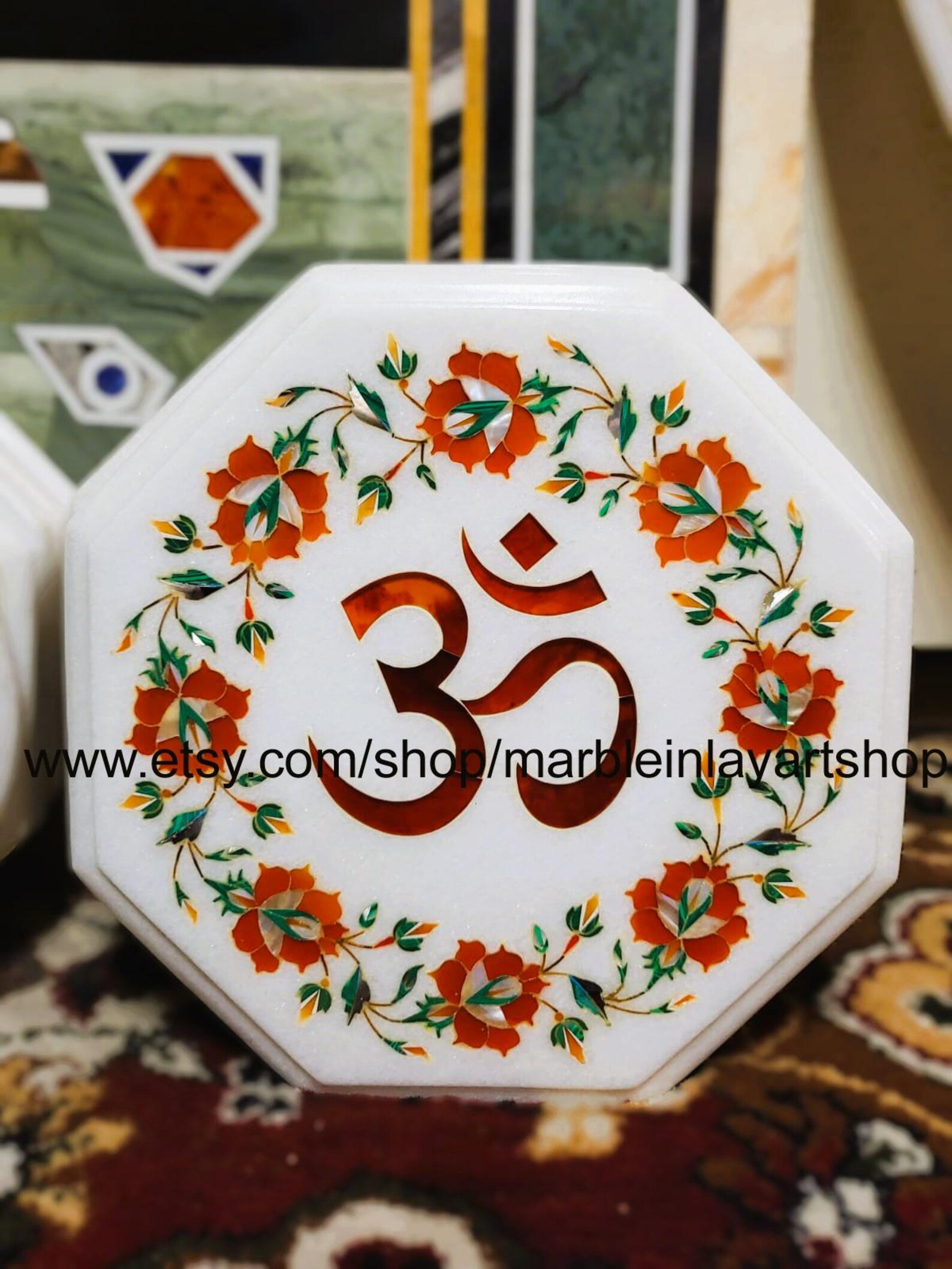Marble Inlay Om Plate, Om Symbol Inlay Plate - Etsy