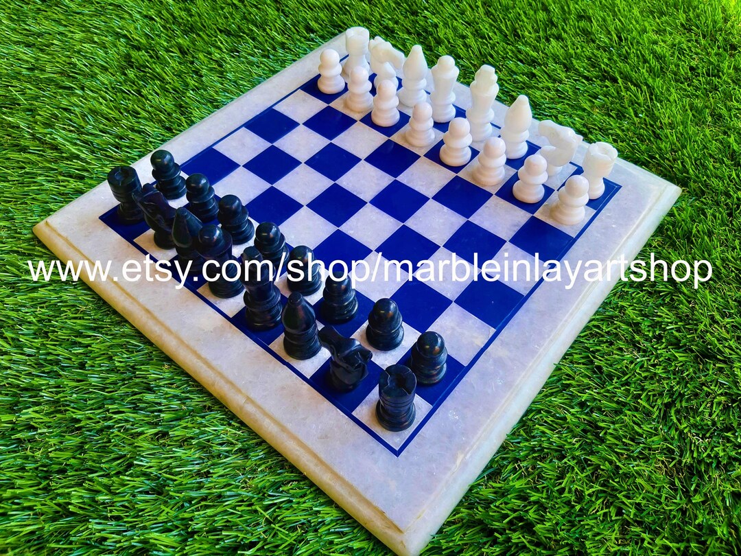 Handmade Stone Chess Set, Blue Chess Set, Valentine's Day Gift - Etsy