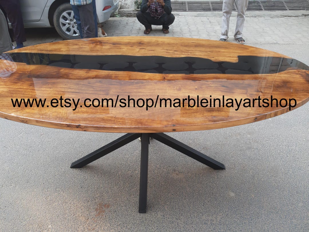 Oval Table, Wood Epoxy Table, Epoxy Dining Table, Oval Shape Wood Table ...