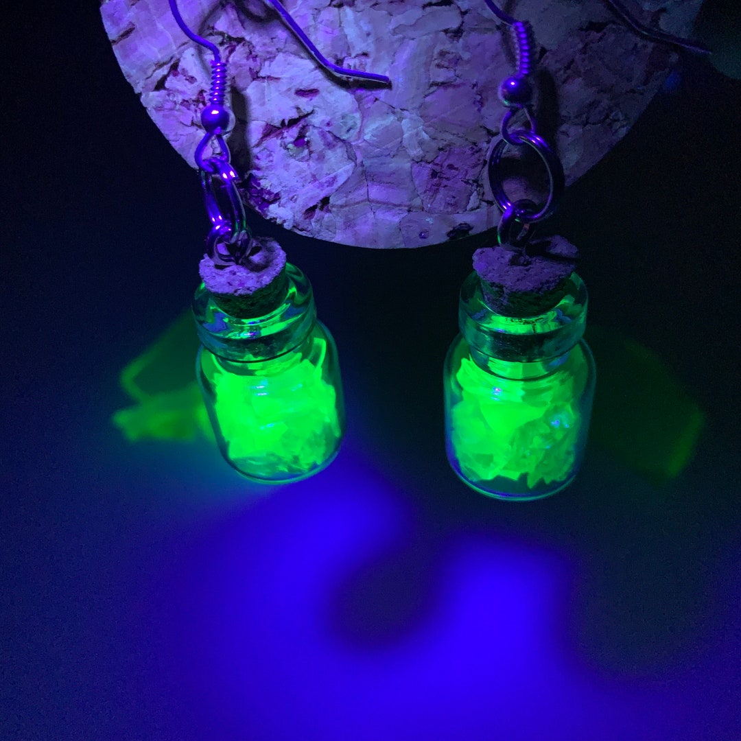 Uranium Glass Vial Earrings Vintage Depression Glass Jewelry - Etsy