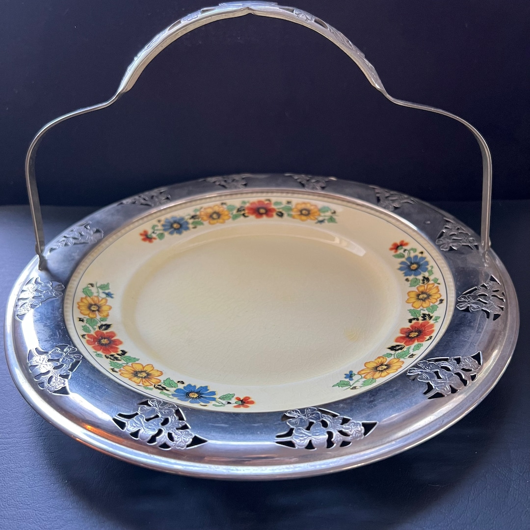 Vintage 1930’s Ceramic Pottery Sebring Maise Dish With Aluminum Trim ...