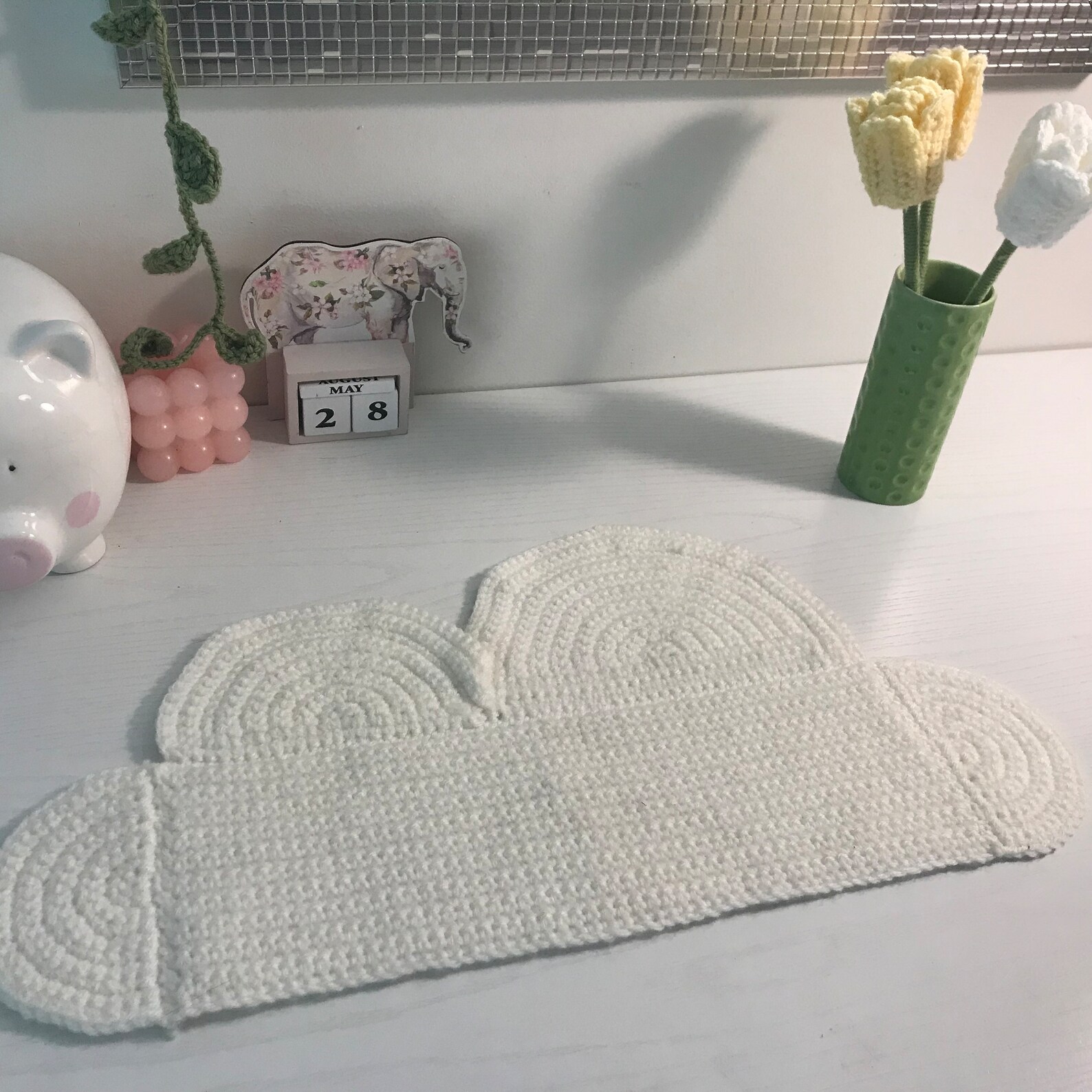 Crochet Cute Cloud PDF PATTERN Keyboard Mat for Desk and Bedroom Decor ...