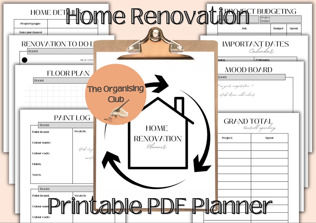Home Renovation Planner Home Project Planner Home - Etsy