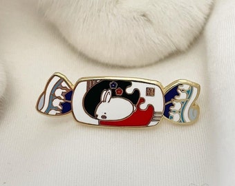 White Rabbit Candy Enamel Pin - Etsy
