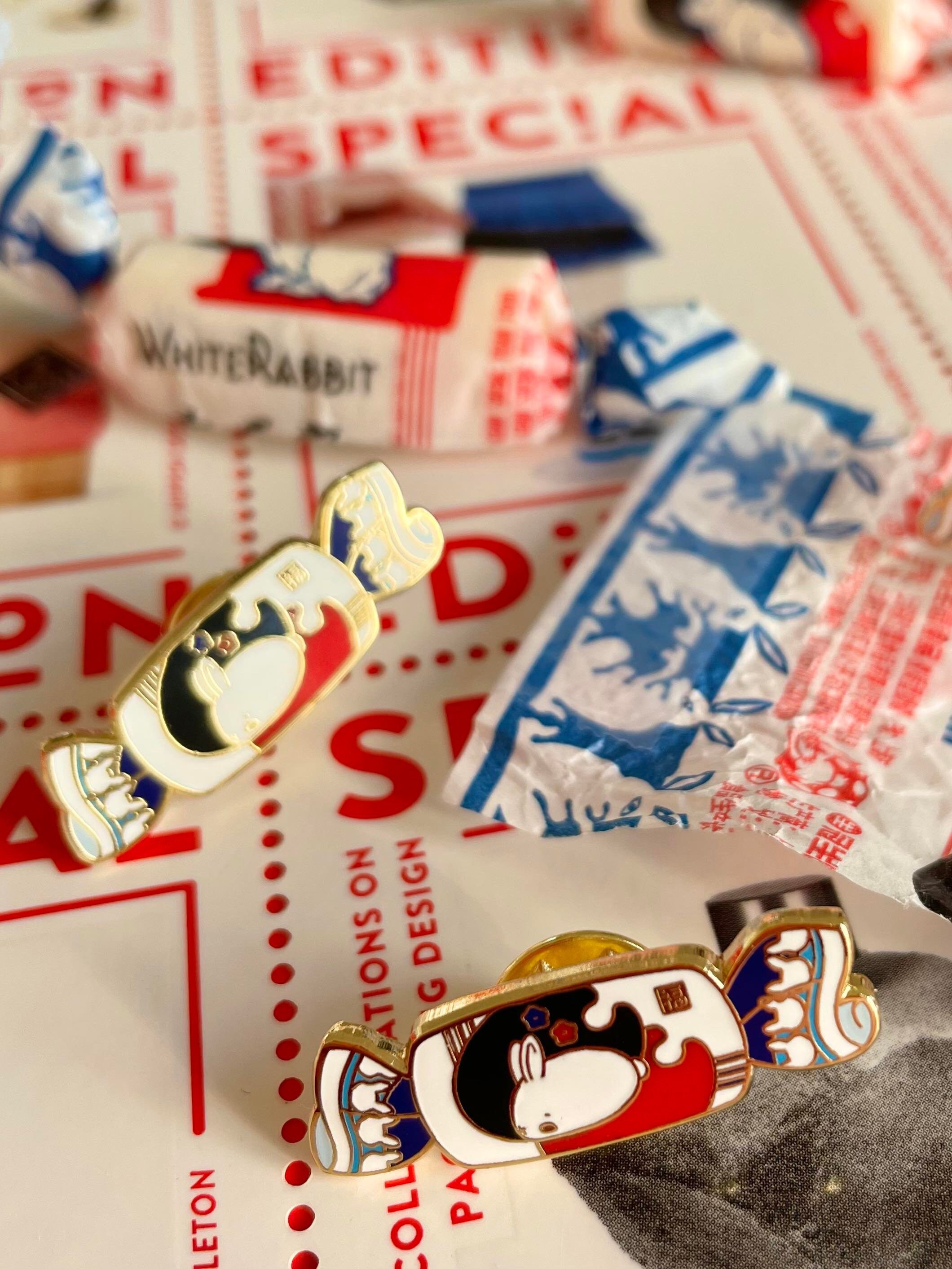 Petite White Rabbit Enamel Pin - Etsy