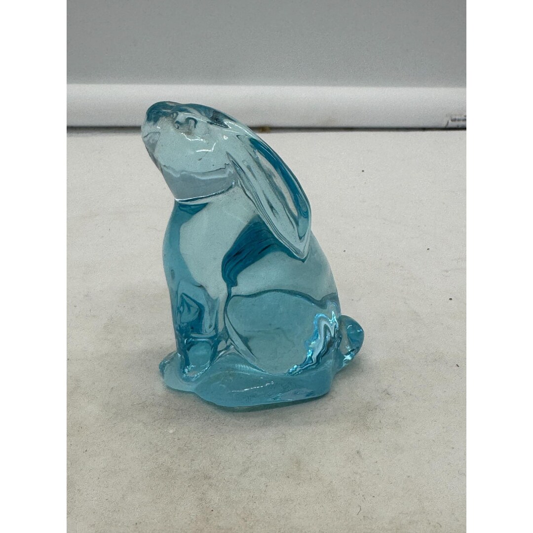 Blue Glass Bunny Rabbit Figurine Easter Decor - Etsy
