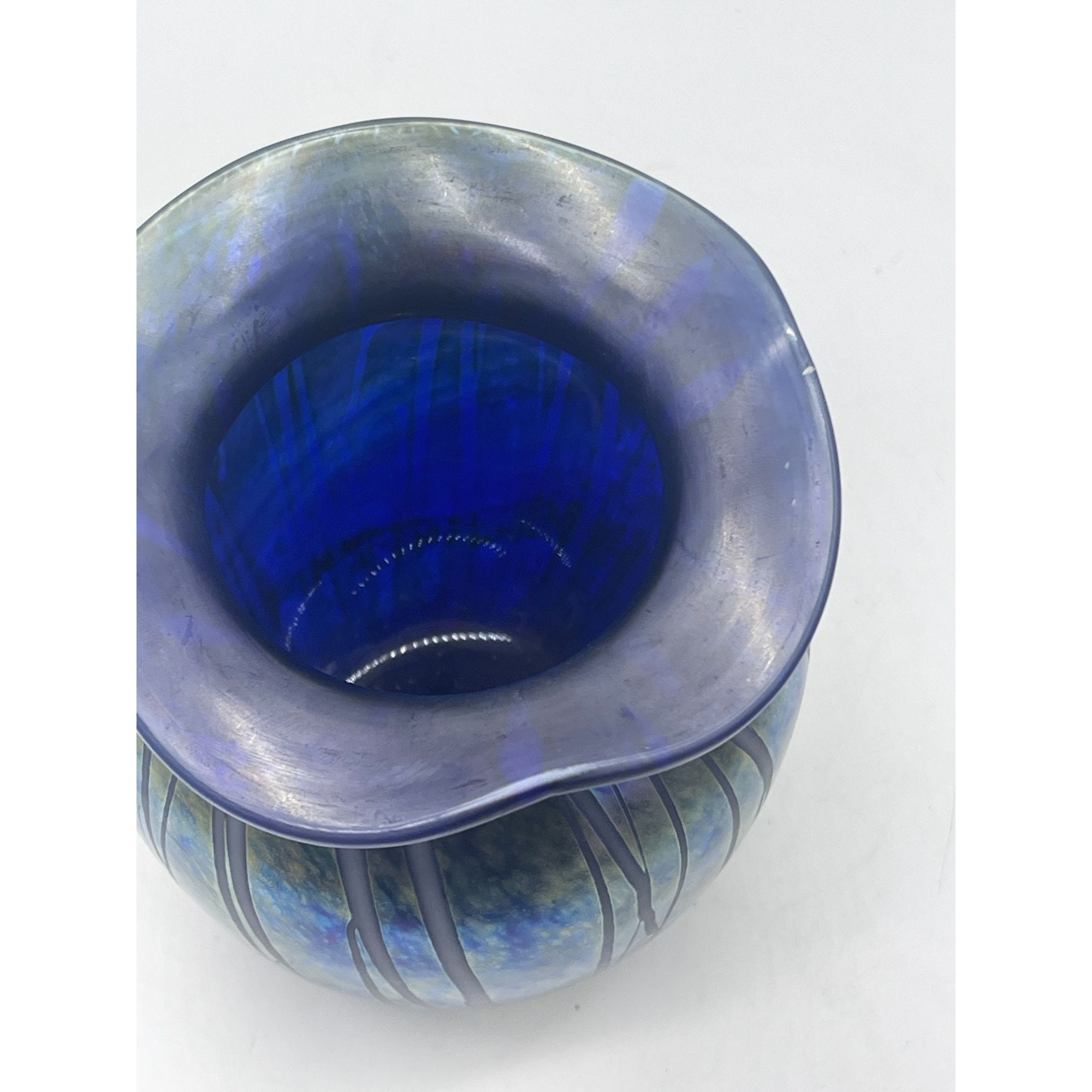 Stephen Fellerman Art Glass Iridescent Vase With Ruffle Lip - Etsy
