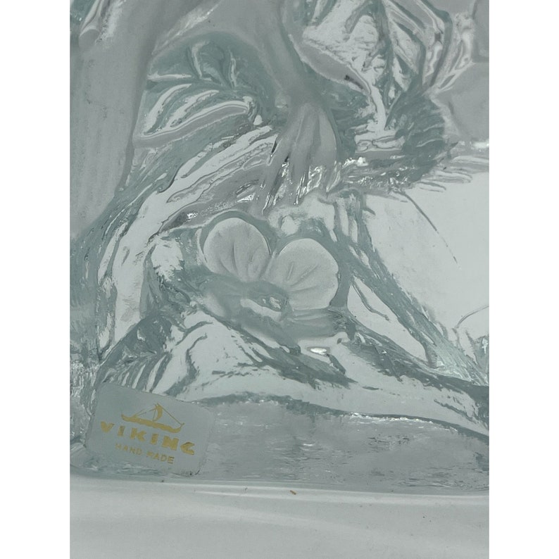 Vintage Viking Glass Clear & Frosted Bird Robin Figurine Sculpture - Etsy