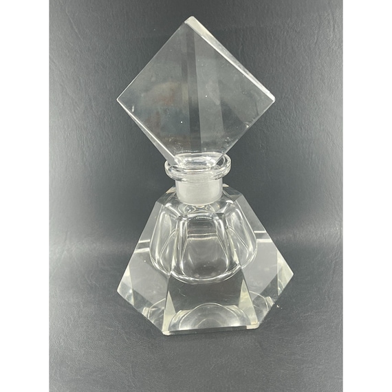 Vintage Clear Cut Lead Crystal Glass Perfume Bottle w… - Gem