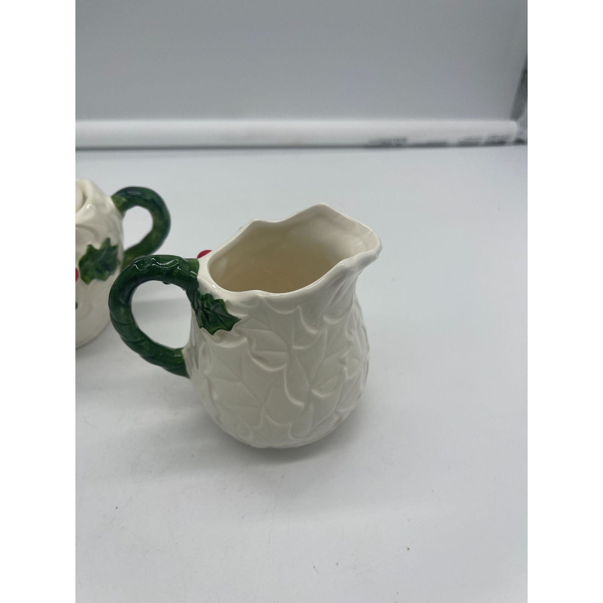 Lefton White Holly and Berry Sugar and Creamer Holiday Christmas Set - Etsy
