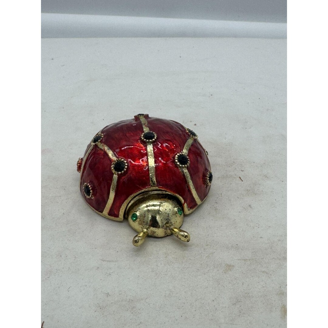 Vintage Bombay Jeweled Red Ladybug Trinket Box - Etsy