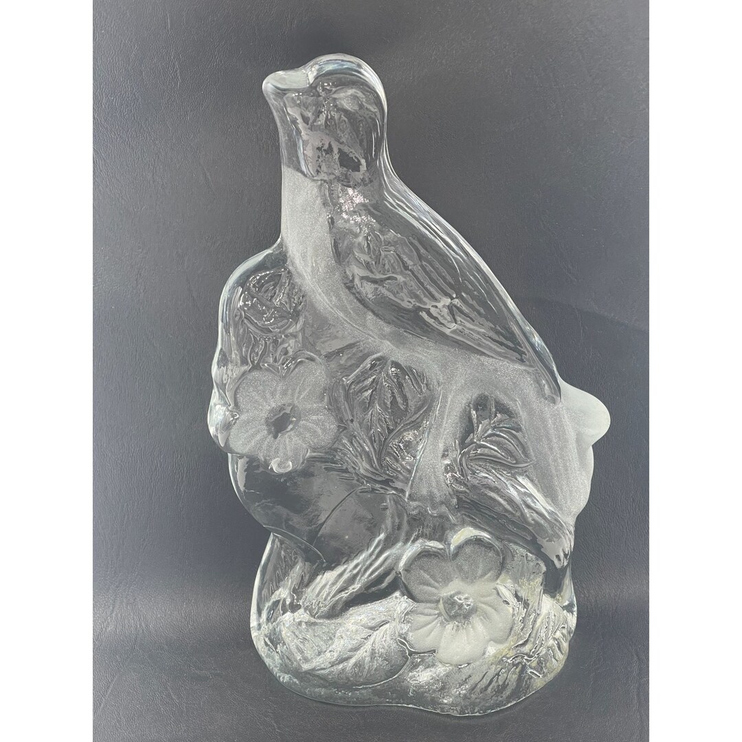 Vintage Viking Glass Clear & Frosted Bird Robin Figurine Sculpture - Etsy