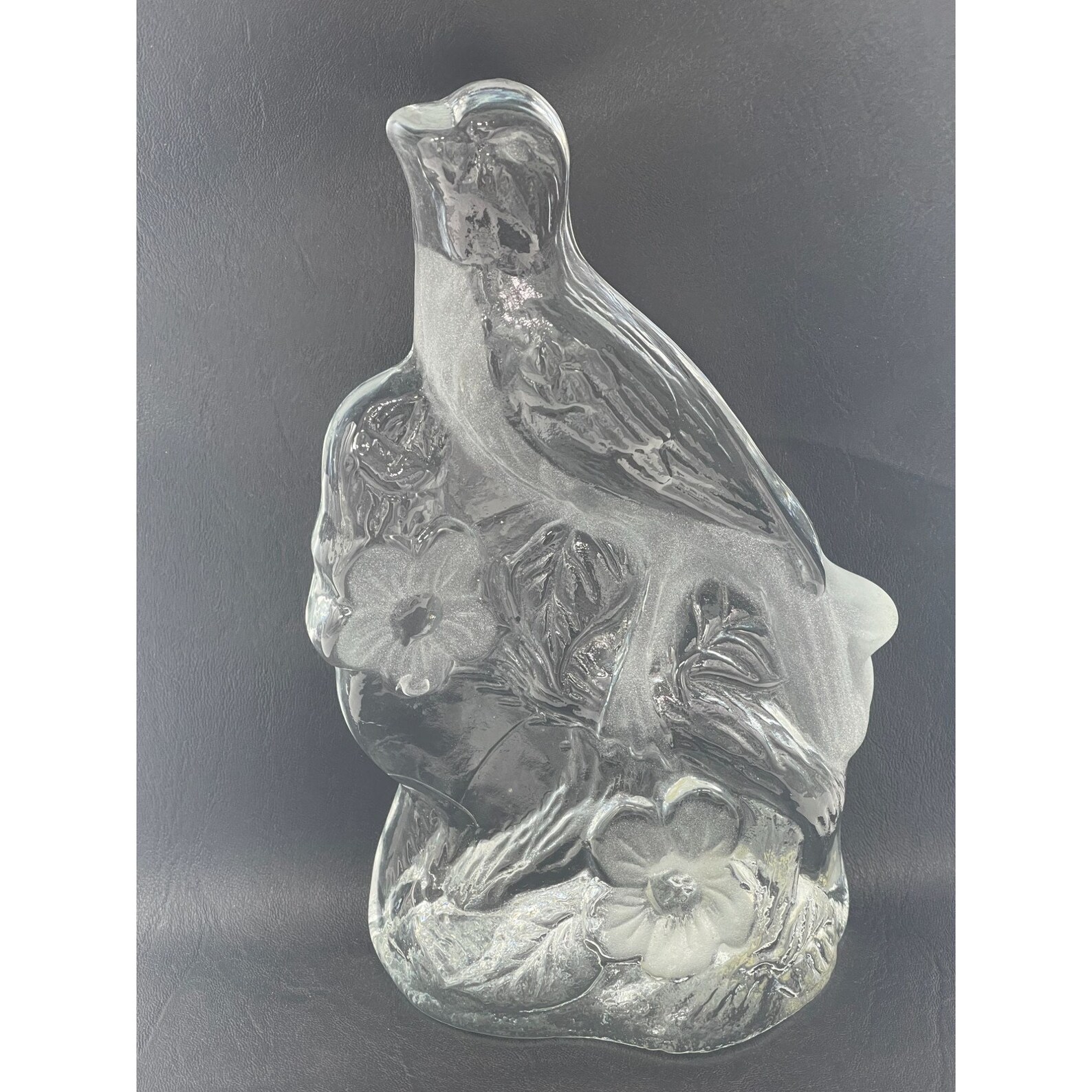 Vintage Viking Glass Clear & Frosted Bird Robin Figurine Sculpture - Etsy