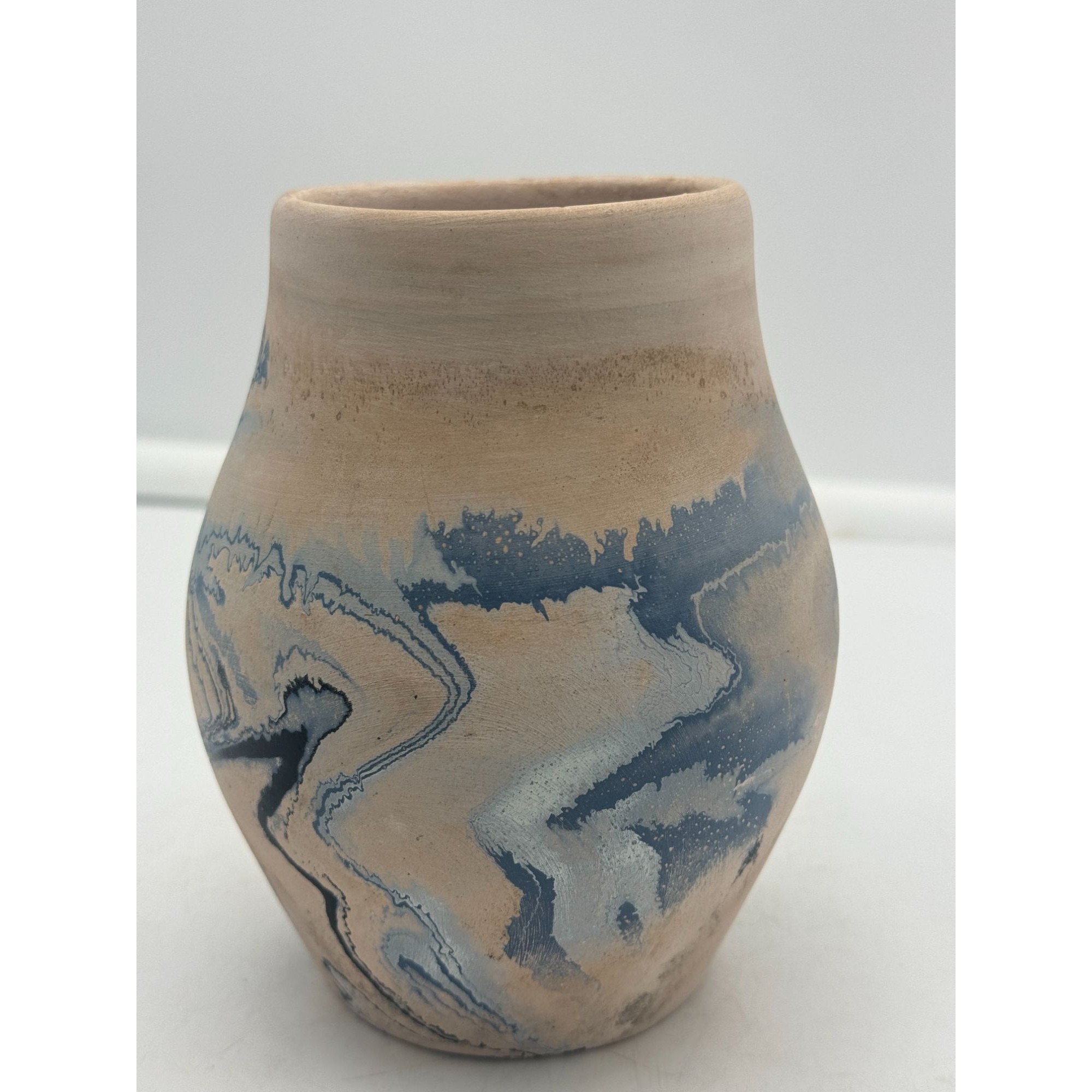 Vintage Nemadji Pottery Vase Blue Swirl 6 Inch - Etsy