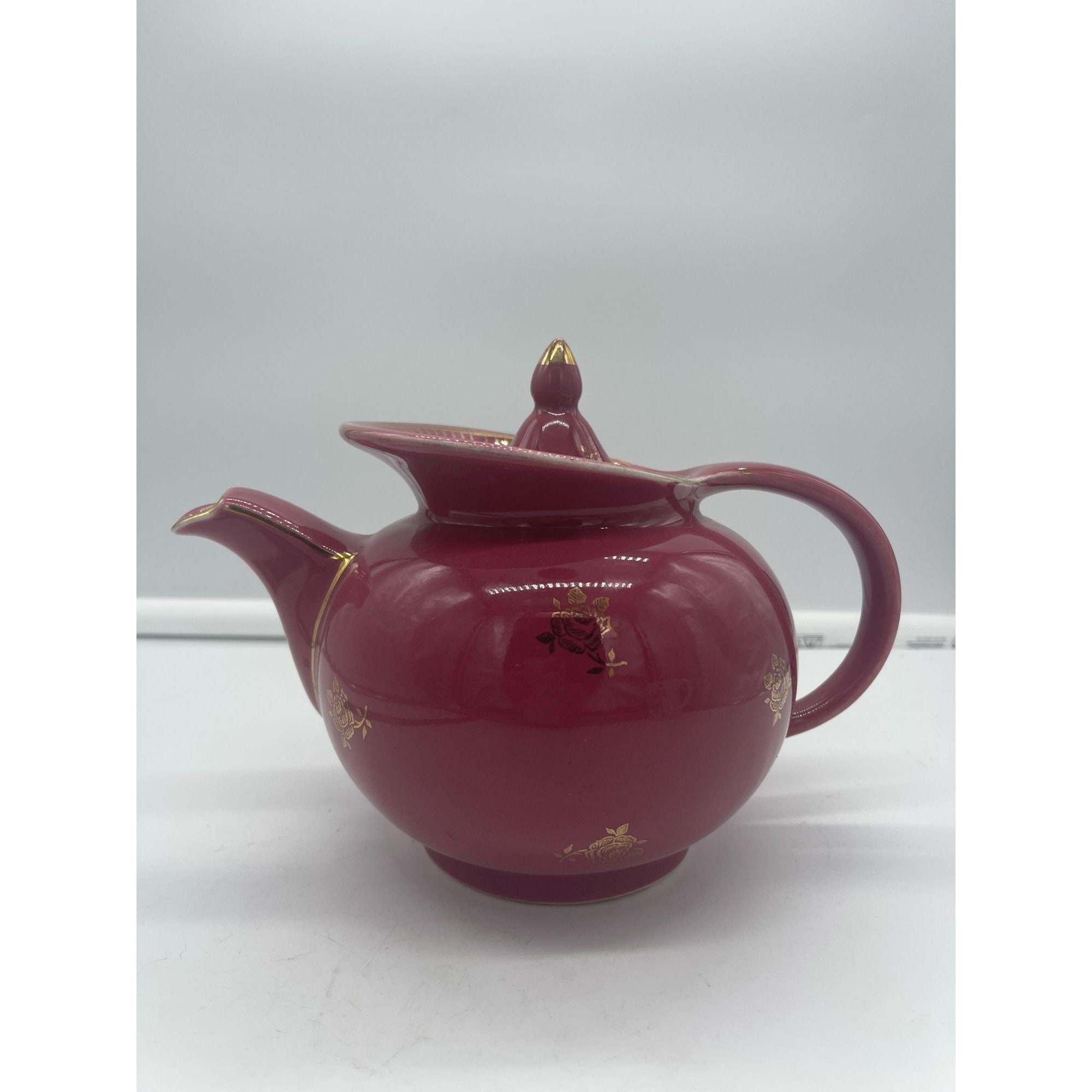 Vintage Hall Teapot 6 Cup Dusty Pink With Gold Roses USA - Etsy