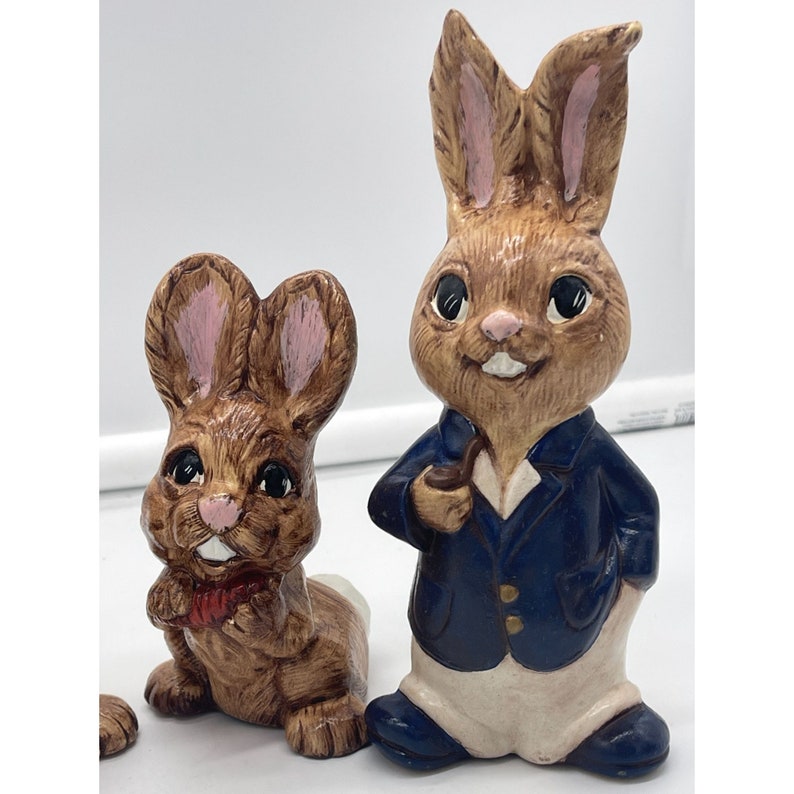 Vintage Chalkware Bunny Rabbit Family of Figurines Easter Decor - Etsy