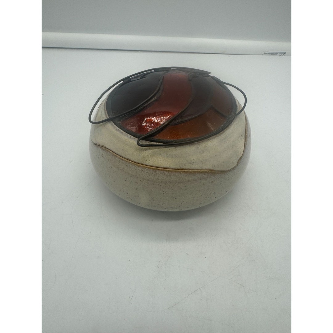 J Cook Art Pottery and Stained Glass Trinket Dish Box - Etsy