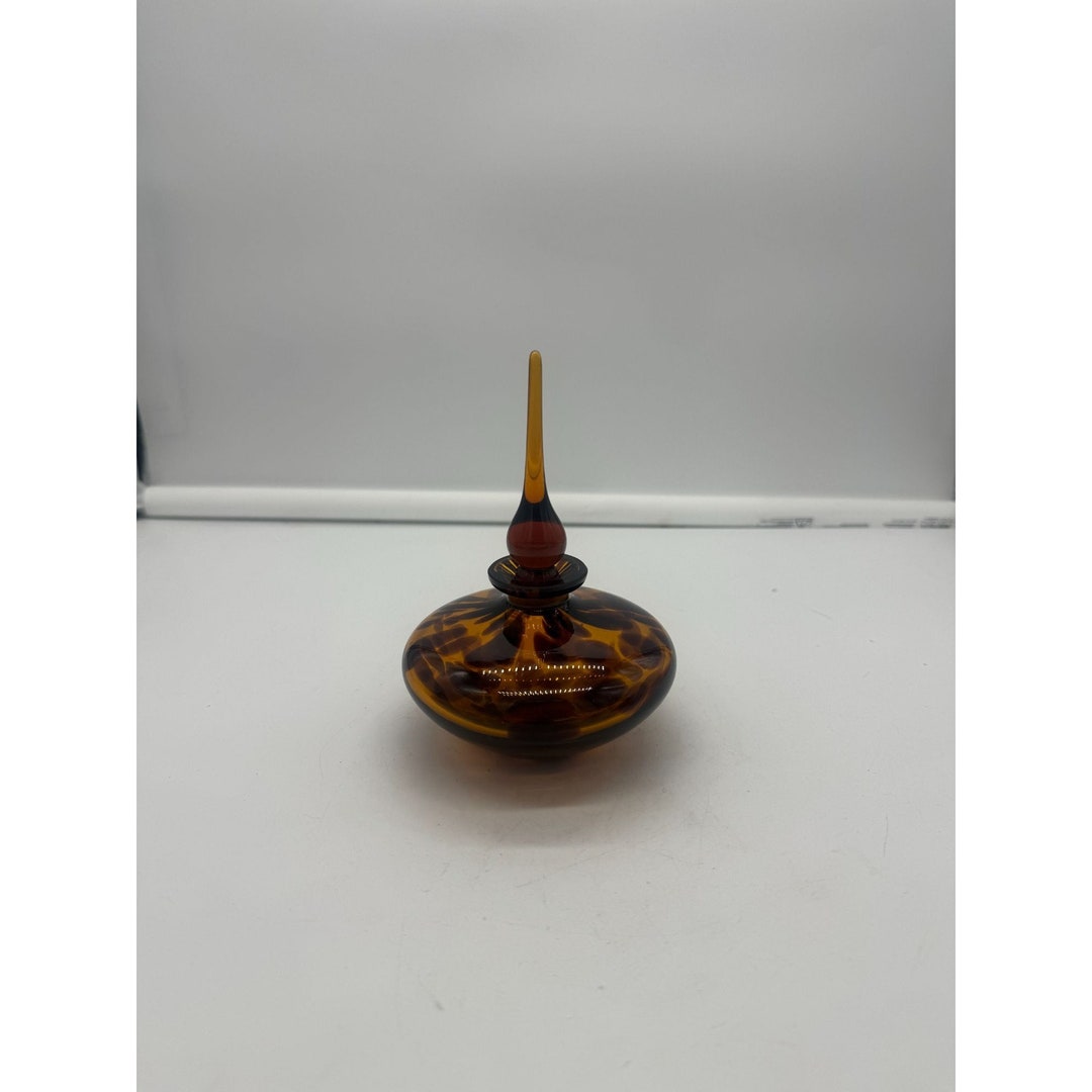 Tortoise Shell Pattern Amber Glass Perfume Bottle With Stopper - Etsy
