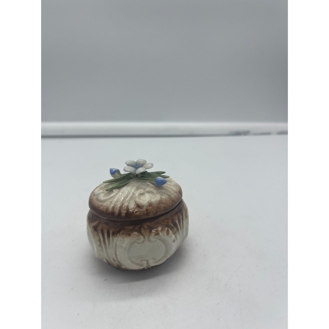 Fullin Mollica Capodimonte Blue Flower Trinket Box Italy - Etsy