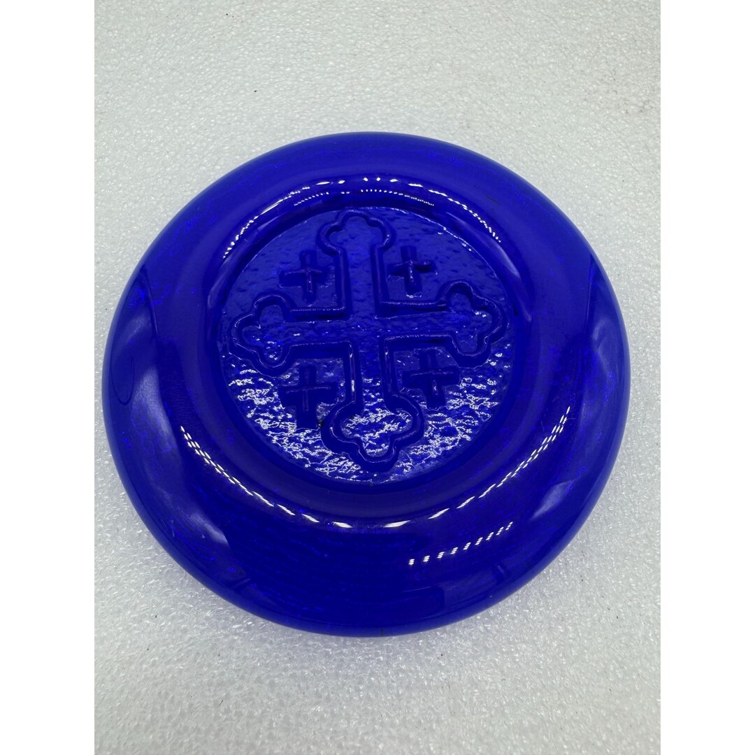 Vintage Blenko Glass Cobalt Blue Glass Paperweight Cross Design - Etsy