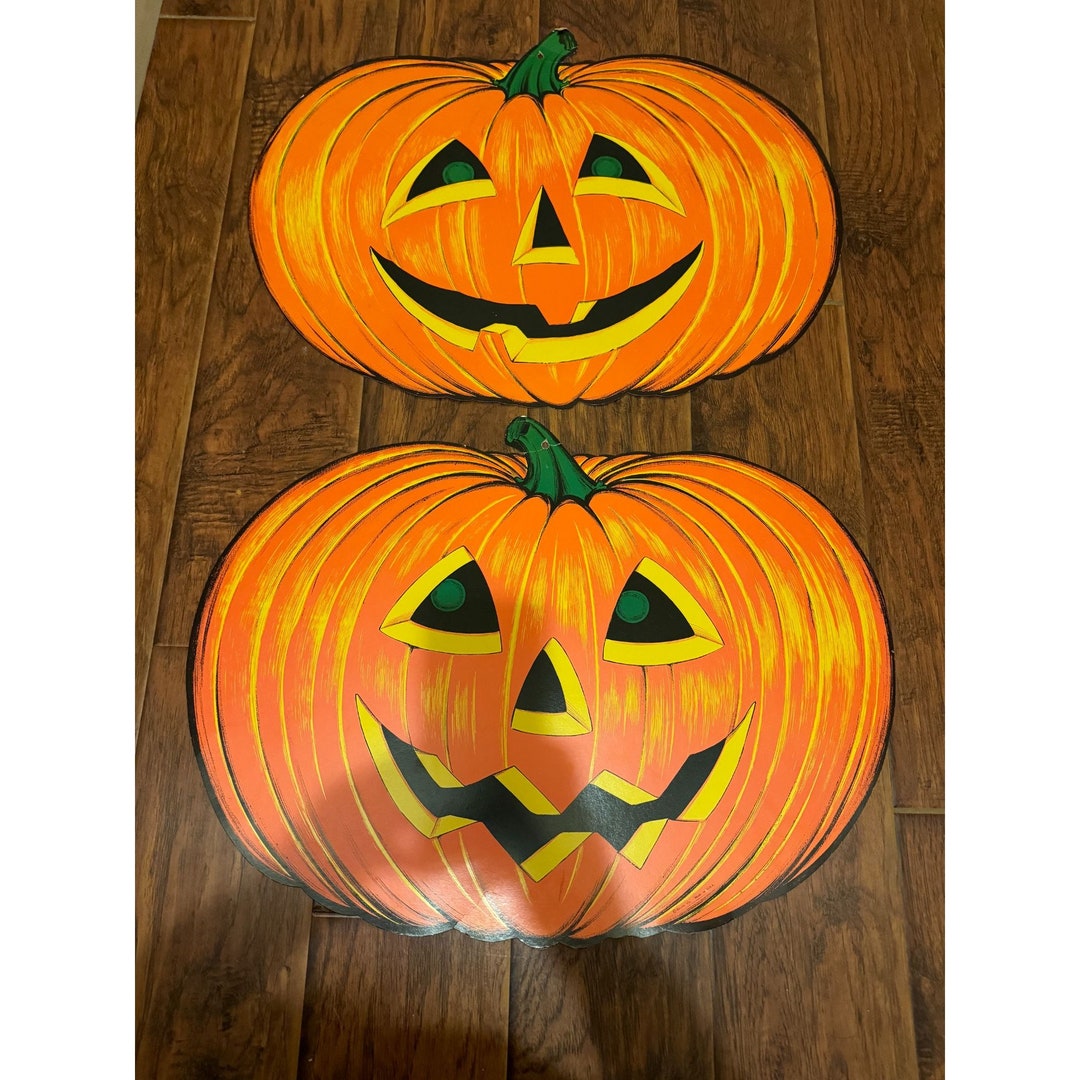 Pair of Vintage Beistle Halloween Pumpkin Jack O Lantern Cardboard ...