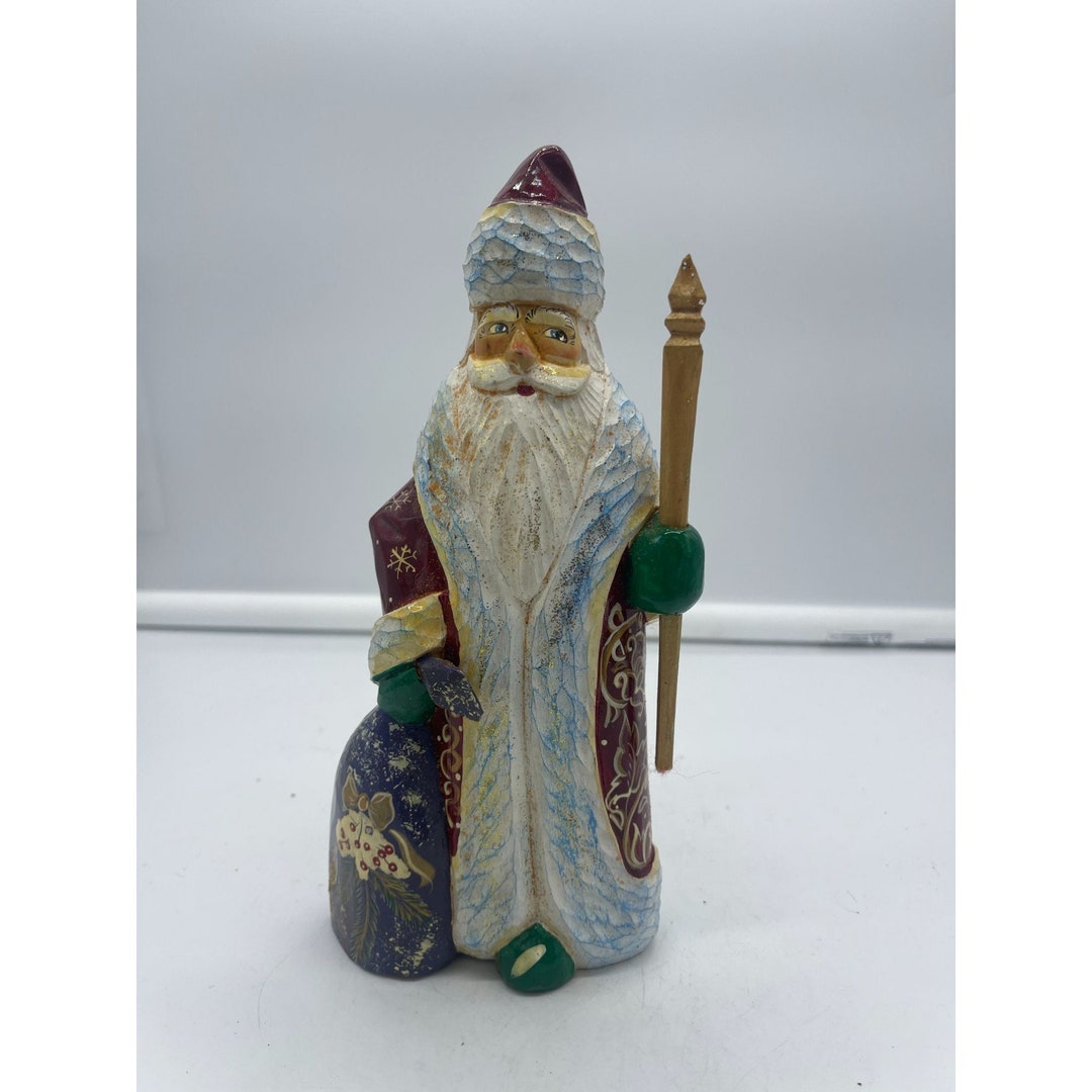 Russian Carved Wood Santa Father Frost Ded Moroz 9 Inch - Etsy