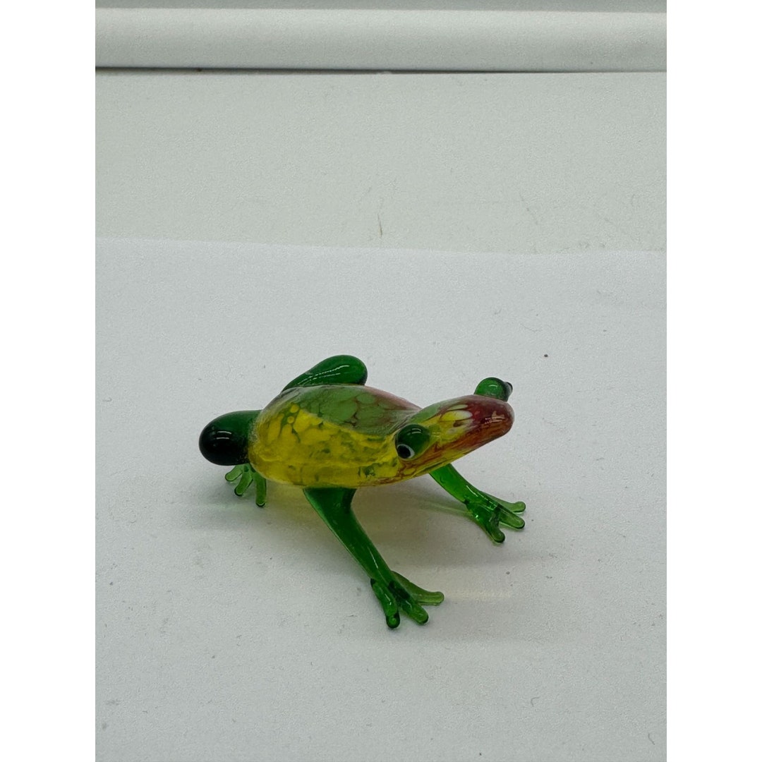 Hand Blown Art Glass Frog Figurine Multicolor Glows - Etsy